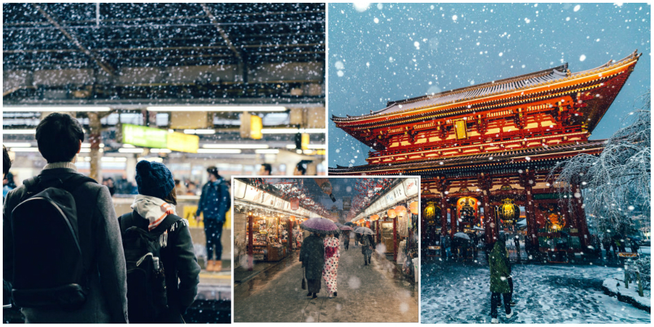Imagini cu orasul Tokyo acoperit de zapada! E superb